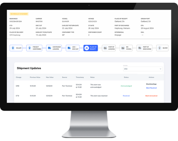 Vessel Schedule Monitor - Prevent costs caused vessel schedule changes